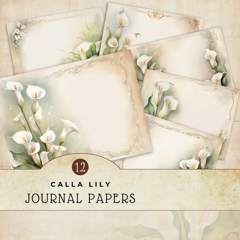 Calla Lily Flower Junk Journal Papers Set, Floral Digital Papers ...