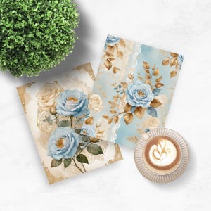 Blue Shabby Chic Digital Papers Set, Instant Download, Printable ...