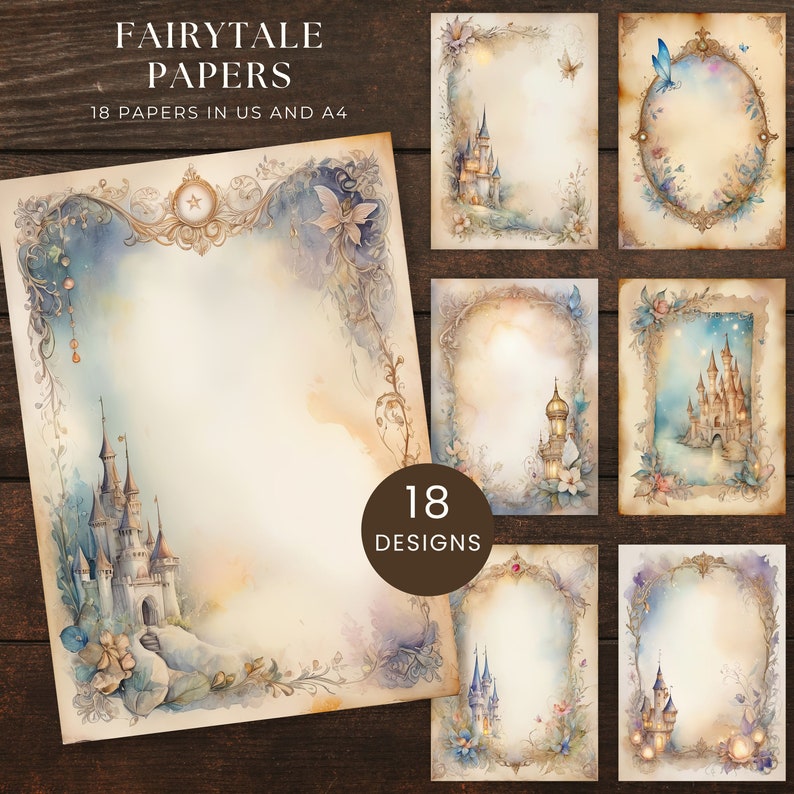 Fantasy Castle Digital Background, Enchanted Forest Decorative Pages ...