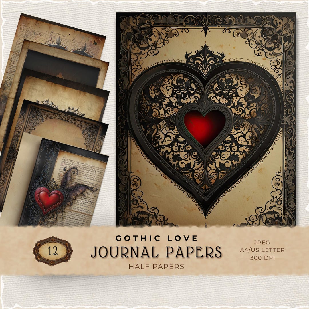 Gothic Love Digital Papers, Dark Romance Paper Crafting, Cardmaking ...