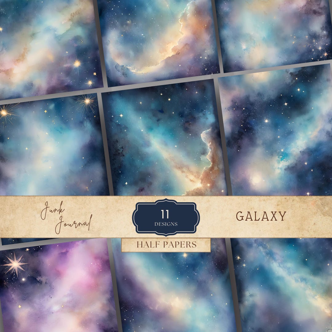 Galaxy Digital Paper Download, Space Background PNG, Art Junk Journal ...