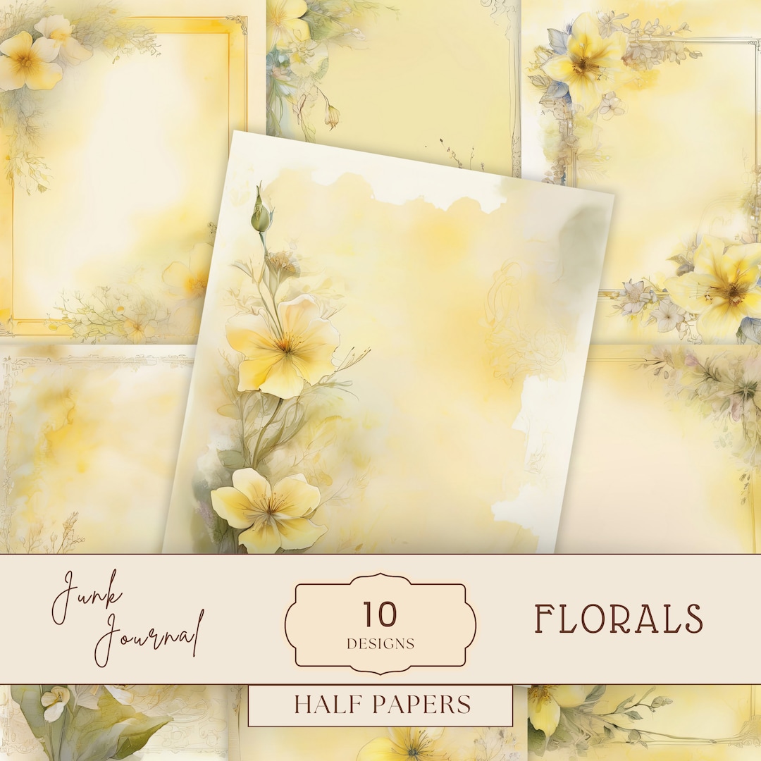 Yellow Decorative Papers for Junk Journal, Printable Scrapbook Pages ...
