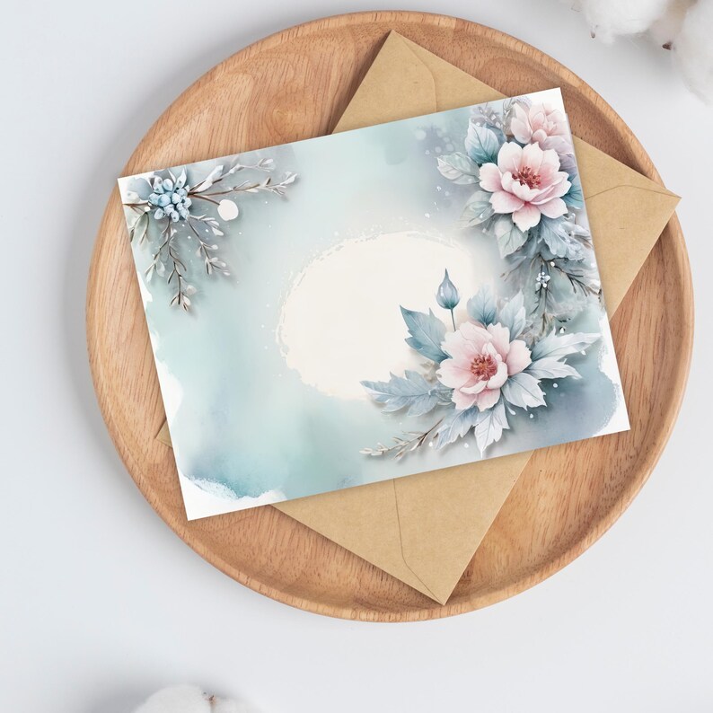 Romantic Winter Floral Digital Papers Set, Instant Download Junk ...