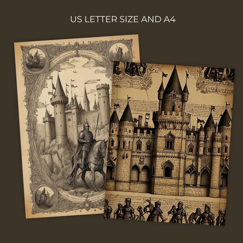 Medieval Digital Papers, Instant Download JPG, Knight and Castle ...