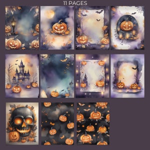 Halloween Pumpkin Papers Set, Digital Scrapbooking Backgrounds, Instant ...