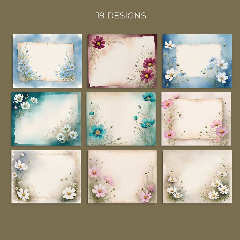 Cosmos Flower Digital Paper Pack, Junk Journal Pages, Scrapbook ...