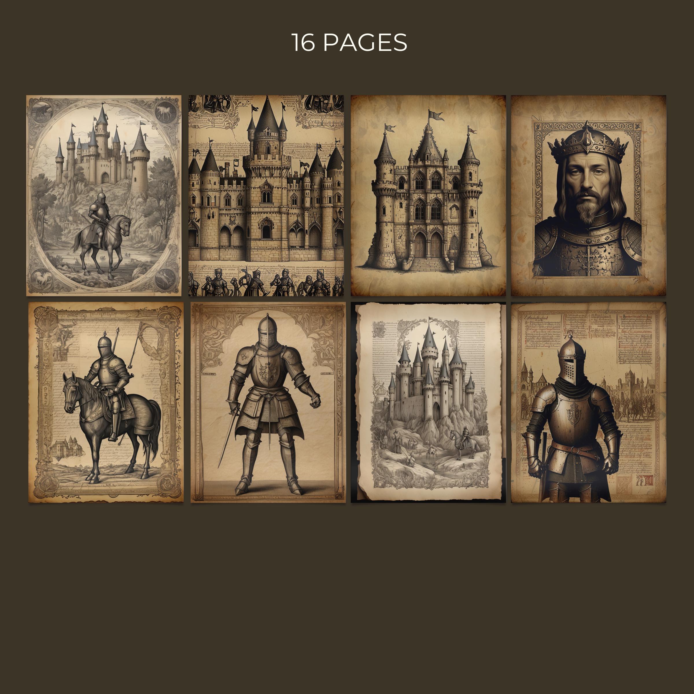Medieval Digital Papers, Instant Download JPG, Knight and Castle ...
