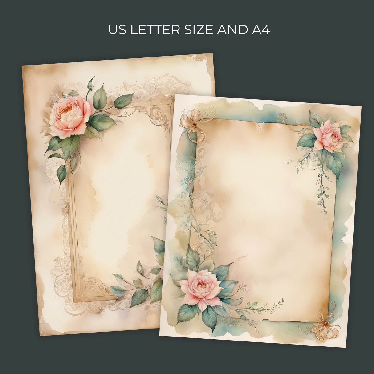 Vintage Flower Digital Scrapbooking Papers, Decorative Floral ...