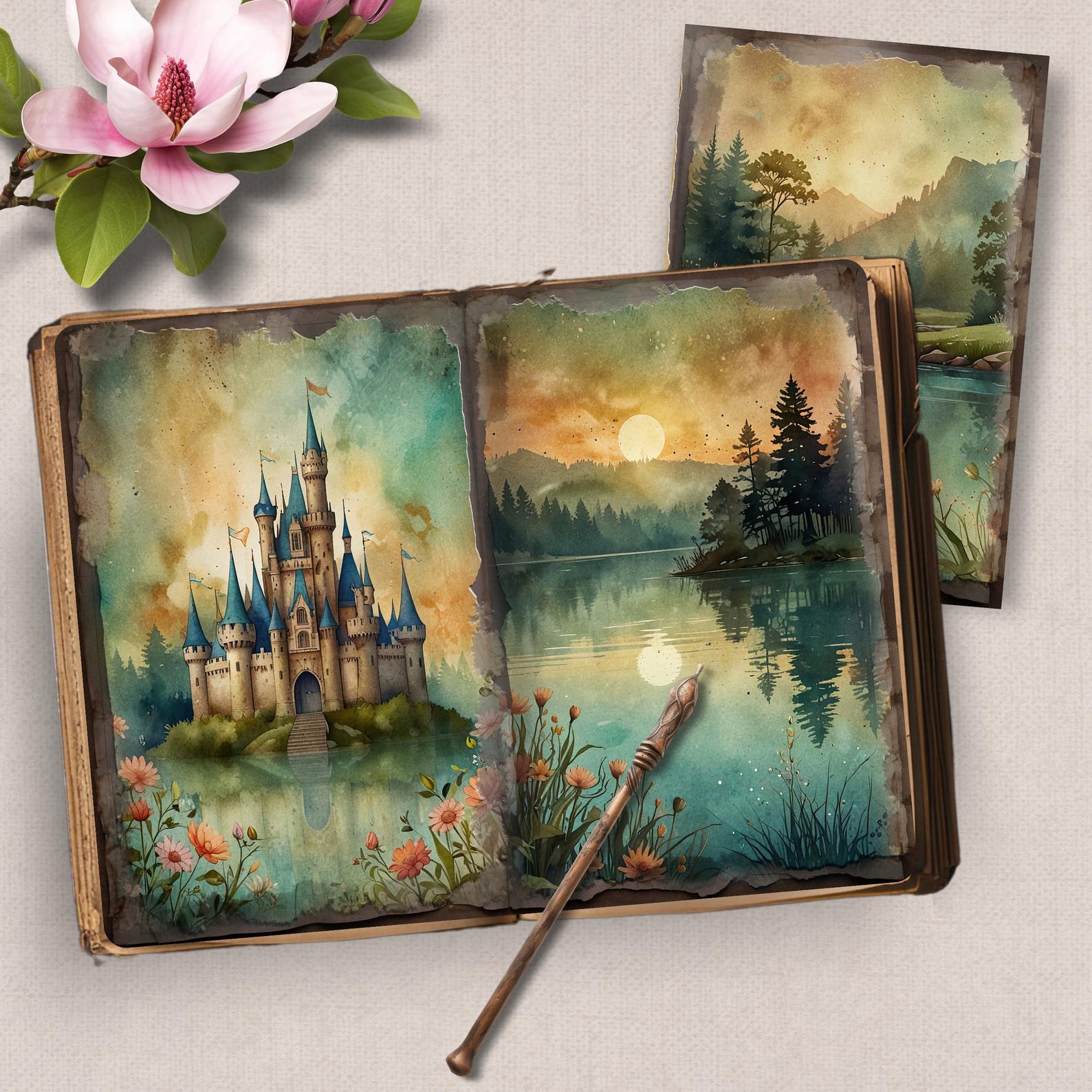 Moody Landscape Digital Papers, Scrapbook Paper, Junk Journaling ...