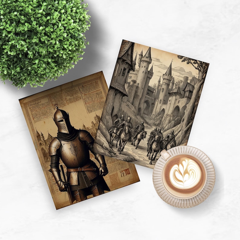 Medieval Digital Papers, Instant Download JPG, Knight and Castle ...