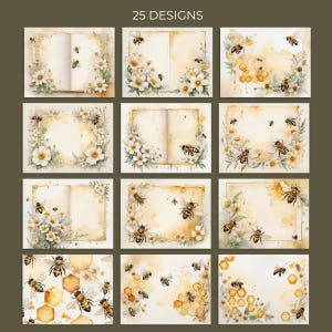 Honey Bee Digital Papers for Scrapbooking, Junk Journal Pages ...