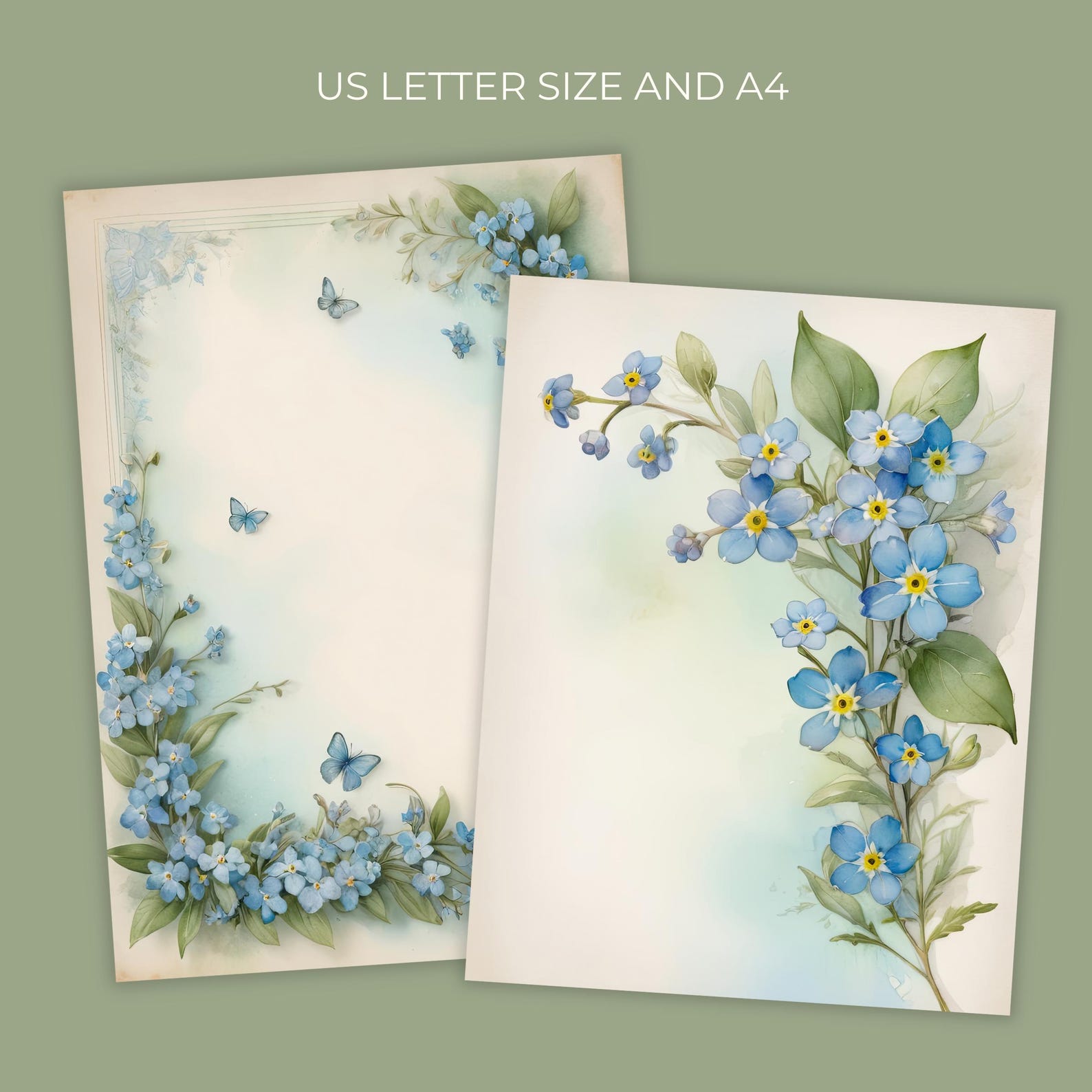 Forget Me Not Printable Papers, Junk Journaling, Scrapbooking Paper ...