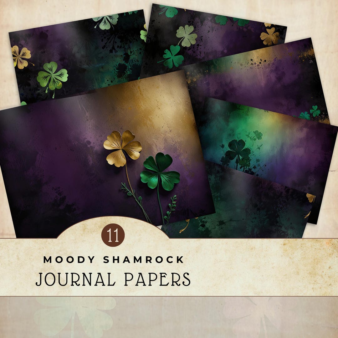 Moody Shamrock Digital Paper Set, St. Patty's Day Papers, Printable ...