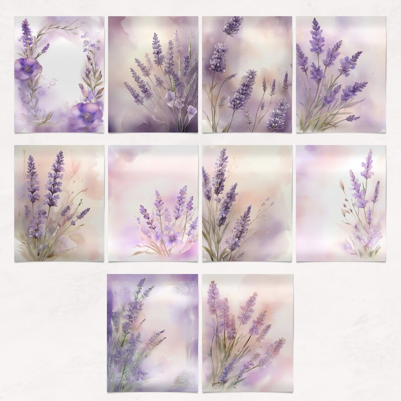Dreamy Lavender Digital Scrapbook Papers, Aurora Opal Printable Paper ...