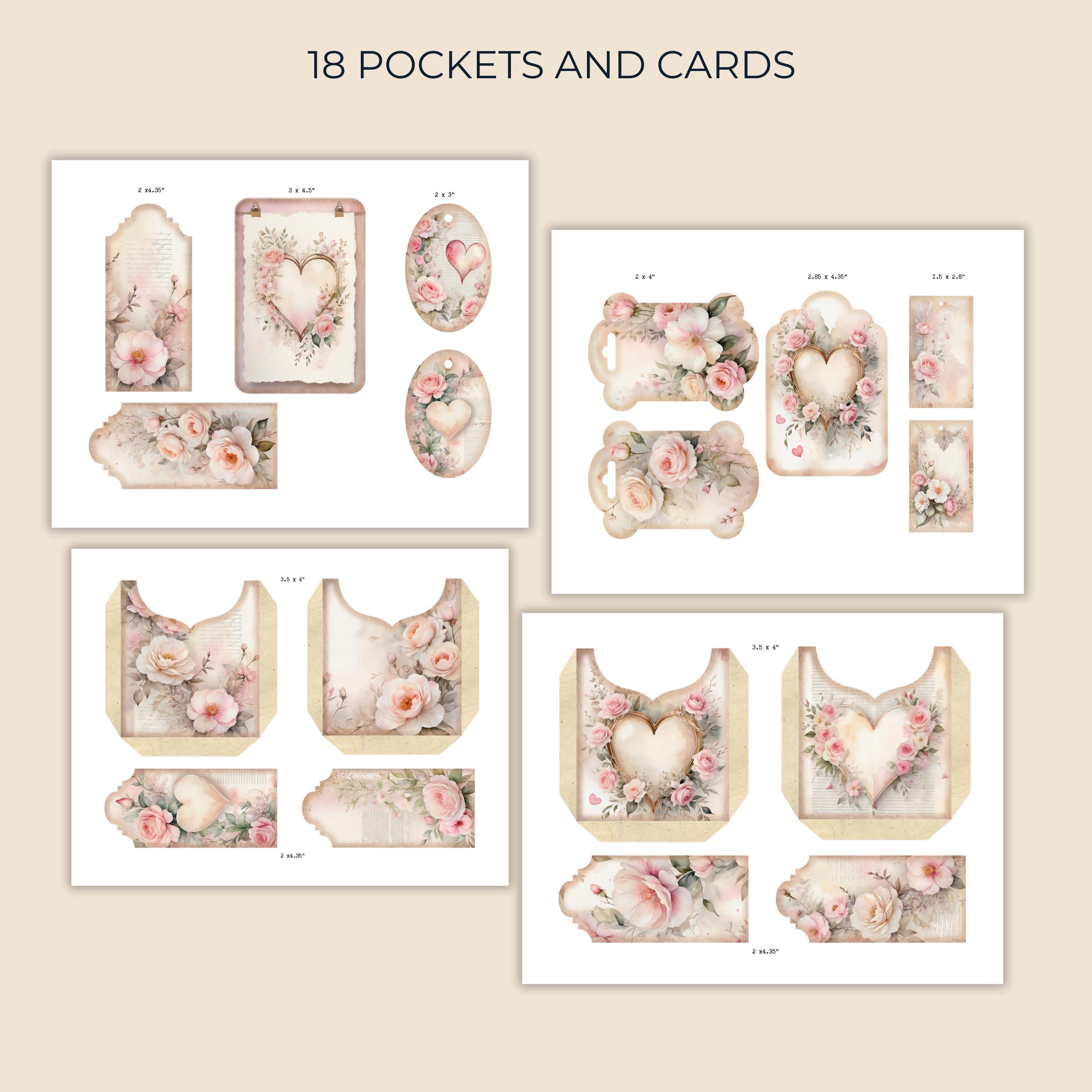 Pink Romance Folio Kit, Printable Valentines Day Pocket, Junk Journal ...