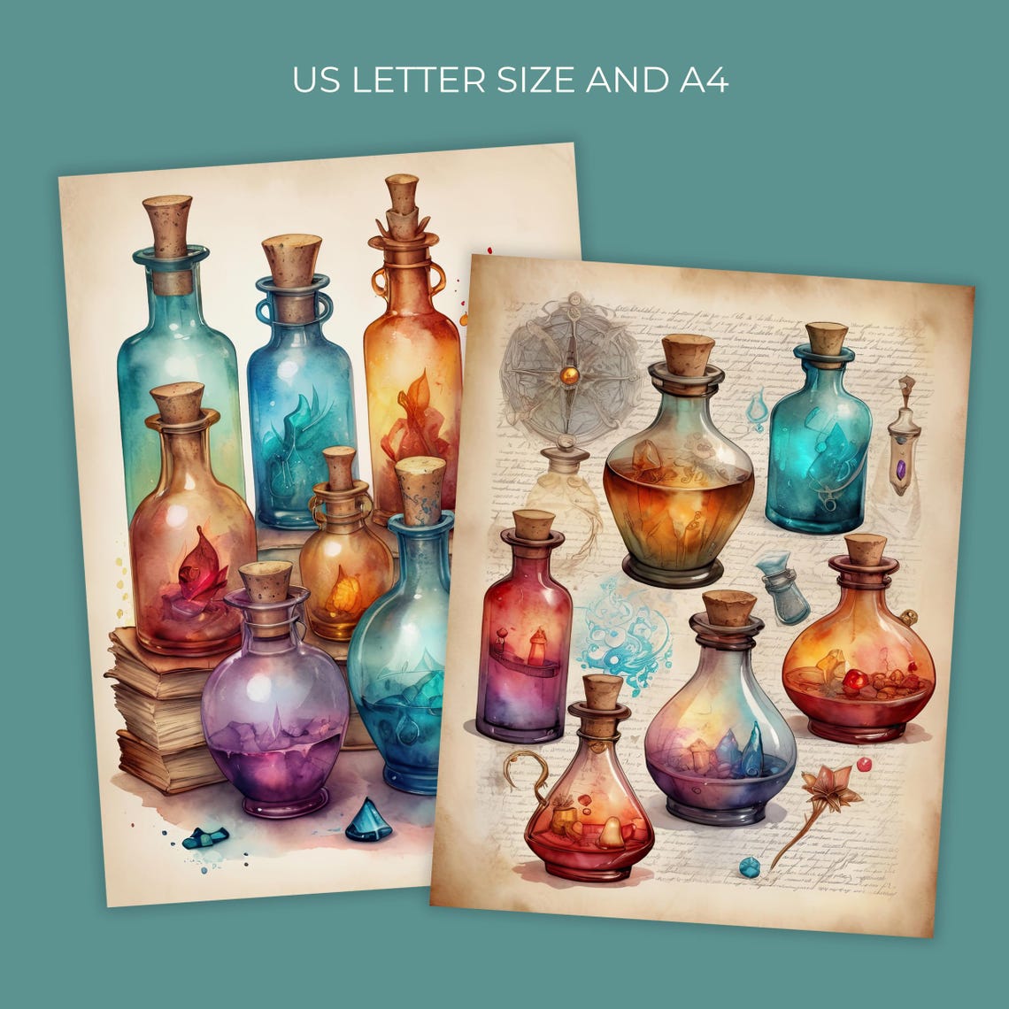 Magical Potions Digital Paper Set: Pastel Scrapbook Paper (PDF Download ...