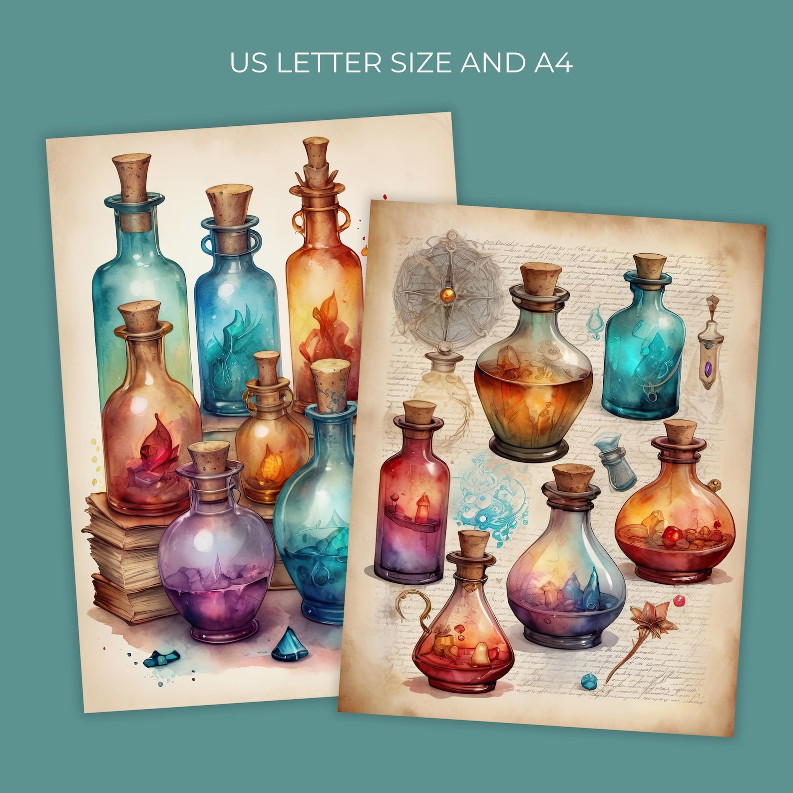 Magical Potions Digital Paper Set: Pastel Scrapbook Paper (PDF Download ...