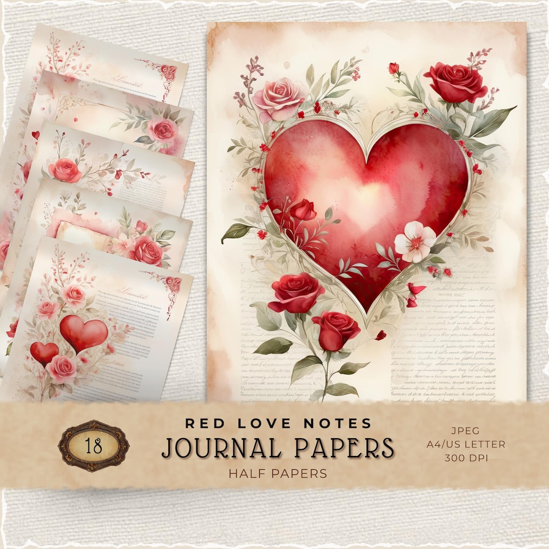 Love Note Digital Papers Instant Download, Valentine's Junk Journal ...
