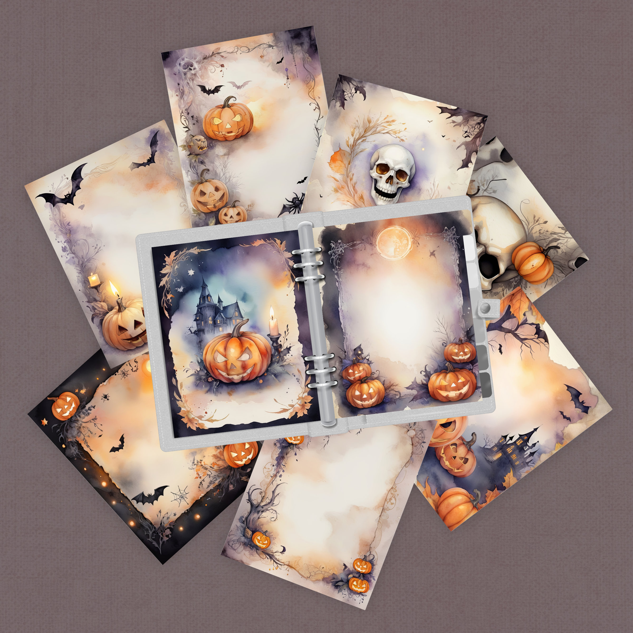 Halloween Digital Papers Set, Spooky Backgrounds, Pumpkin Decorative ...