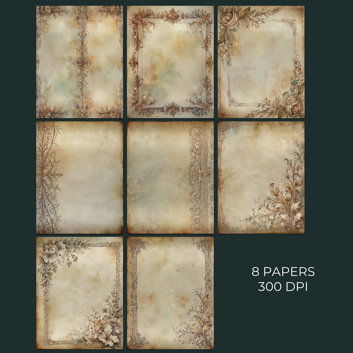 Papercraft Vintage Decor Junk Journal Pages, Old Paper Bundle ...