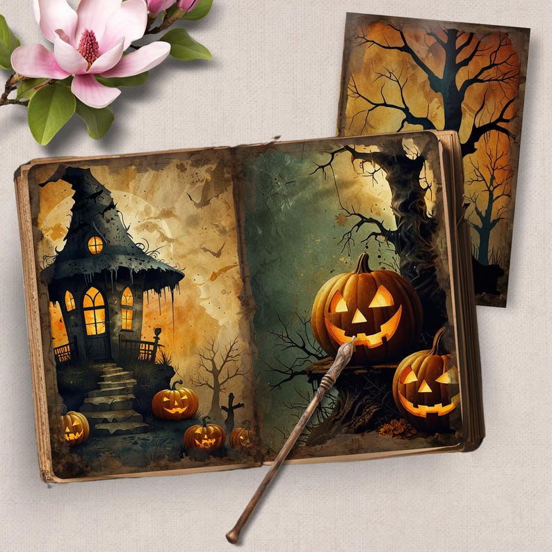 Moody Halloween Junk Journal Page, Spooky Season Paper Crafting ...