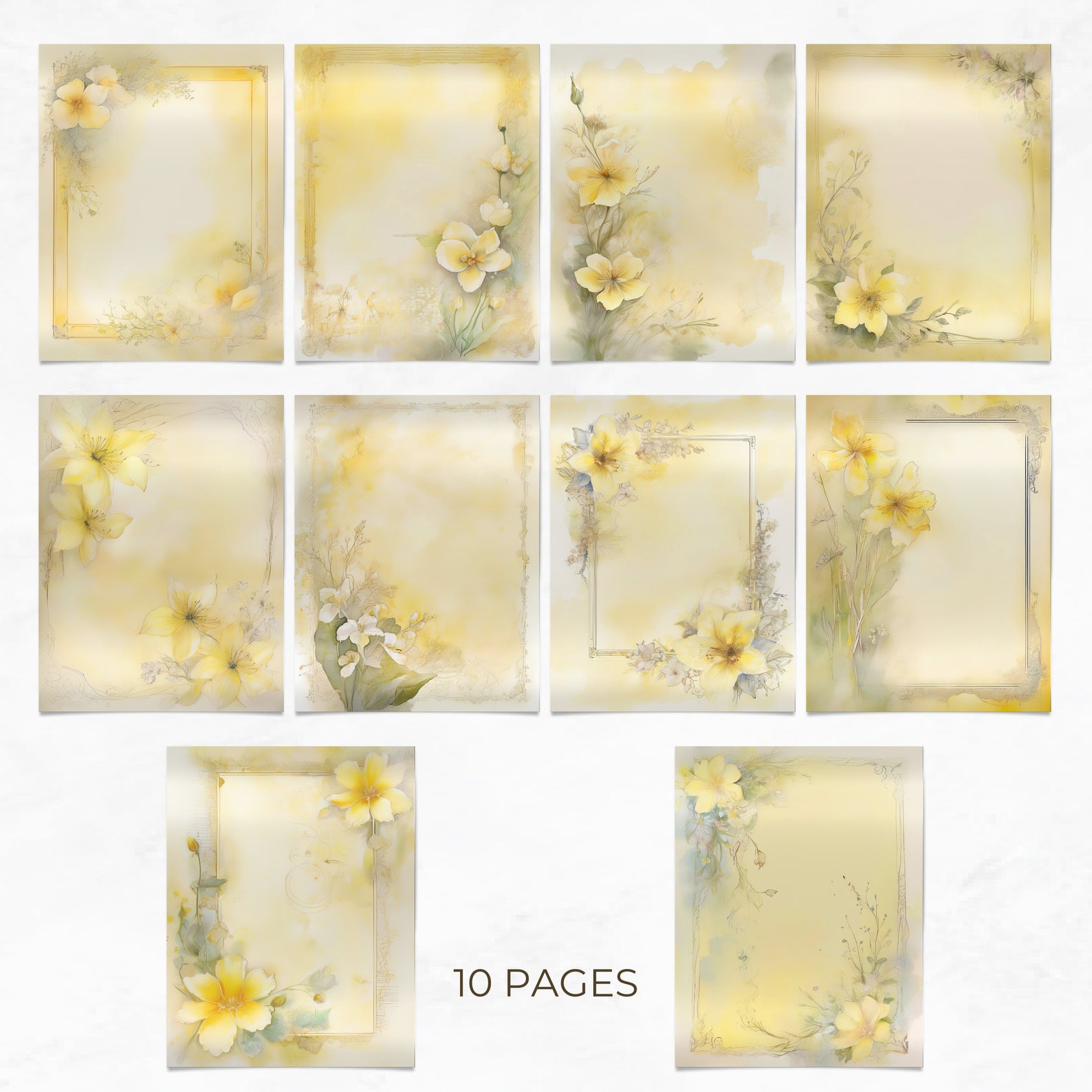 Yellow Decorative Papers for Junk Journal, Printable Scrapbook Pages ...