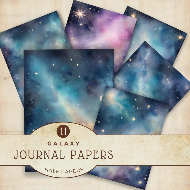 Galaxy Digital Paper Download, Space Background PNG, Art Junk Journal ...