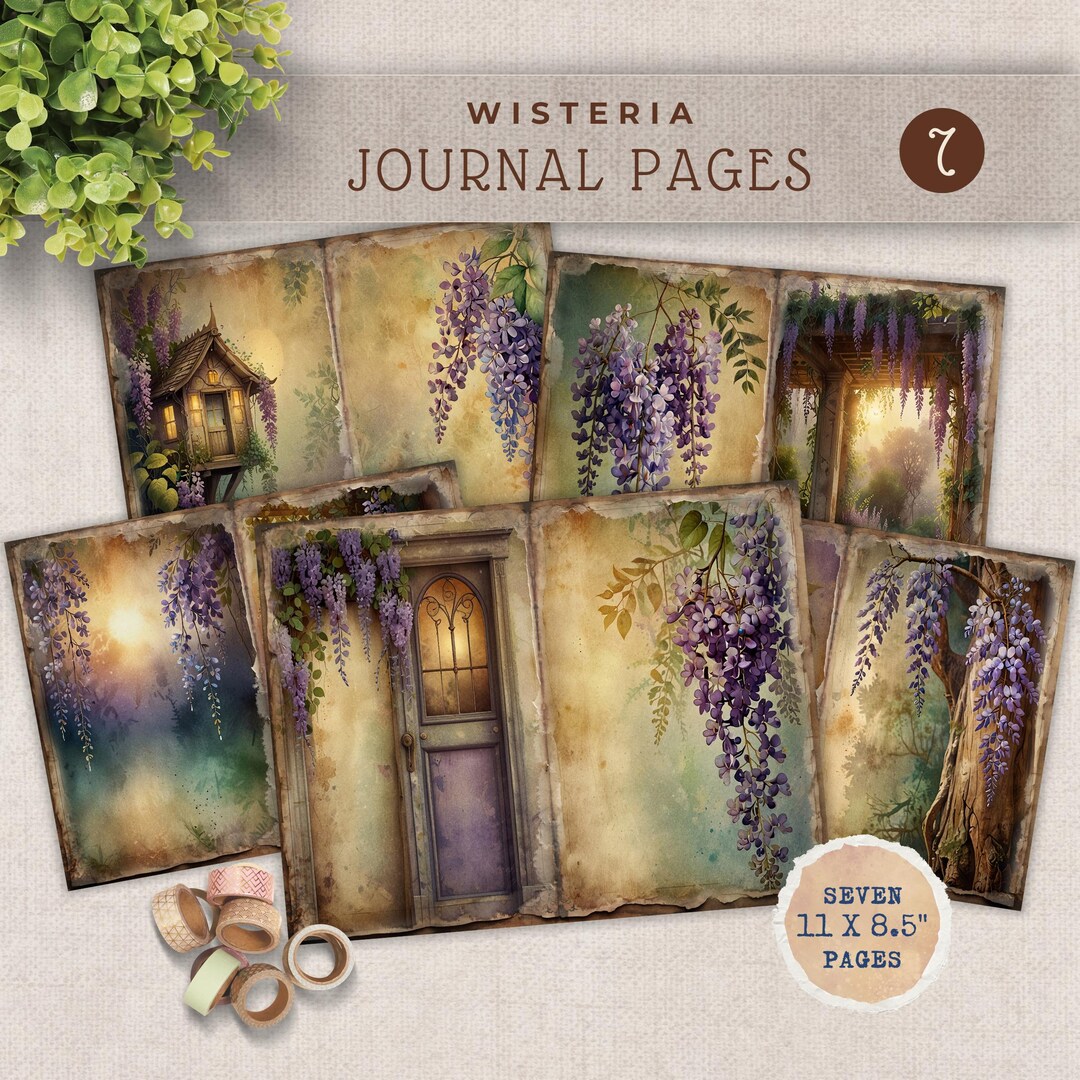 Wisteria Flowers Junk Journal Pages, Instant Download Scrapbooking ...