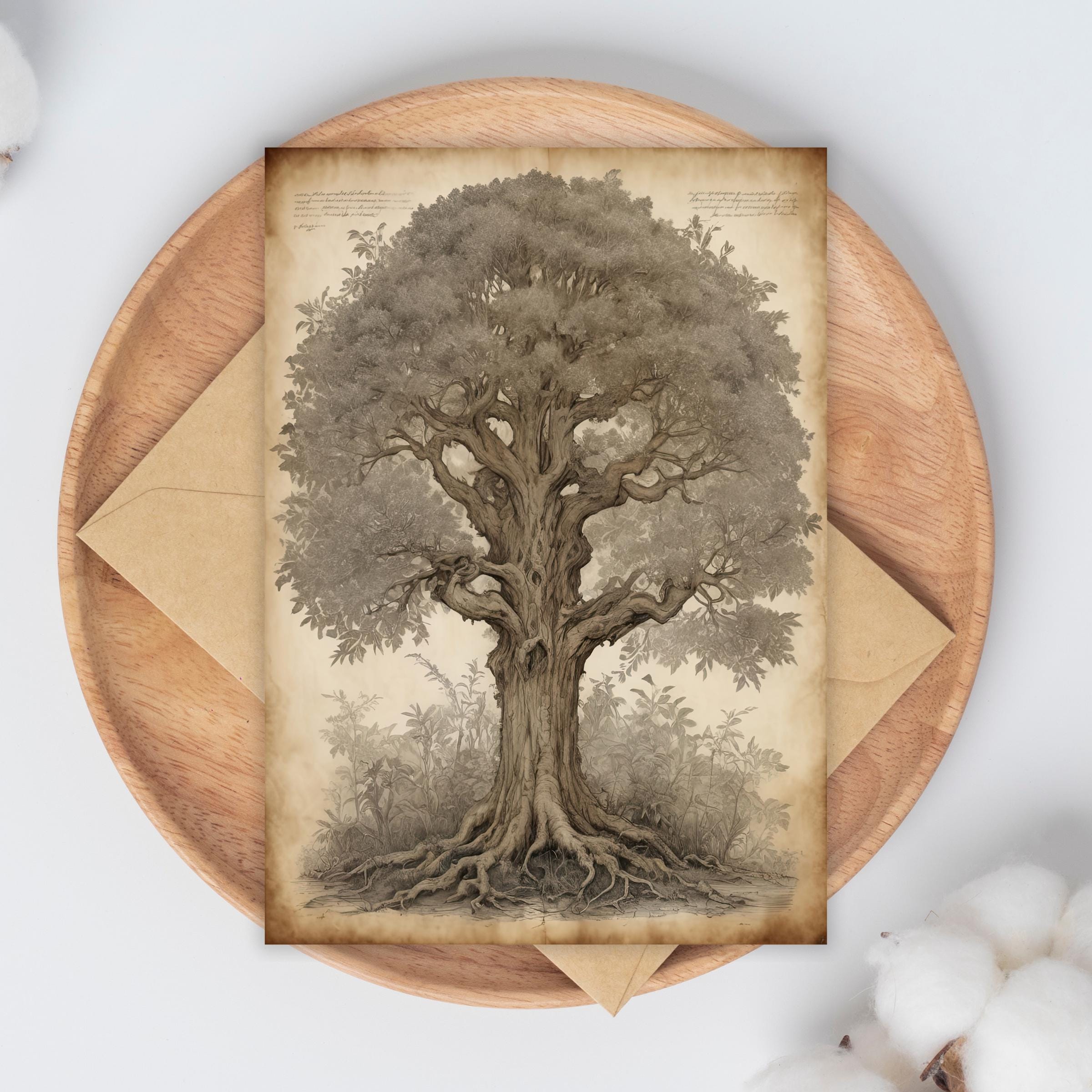 Ancient Tree Digital Papers Set, Landscape Art Journaling, Scrapbook ...