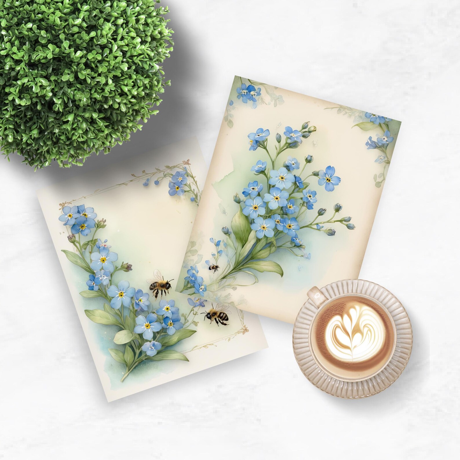 Forget Me Not Printable Papers, Junk Journaling, Scrapbooking Paper ...