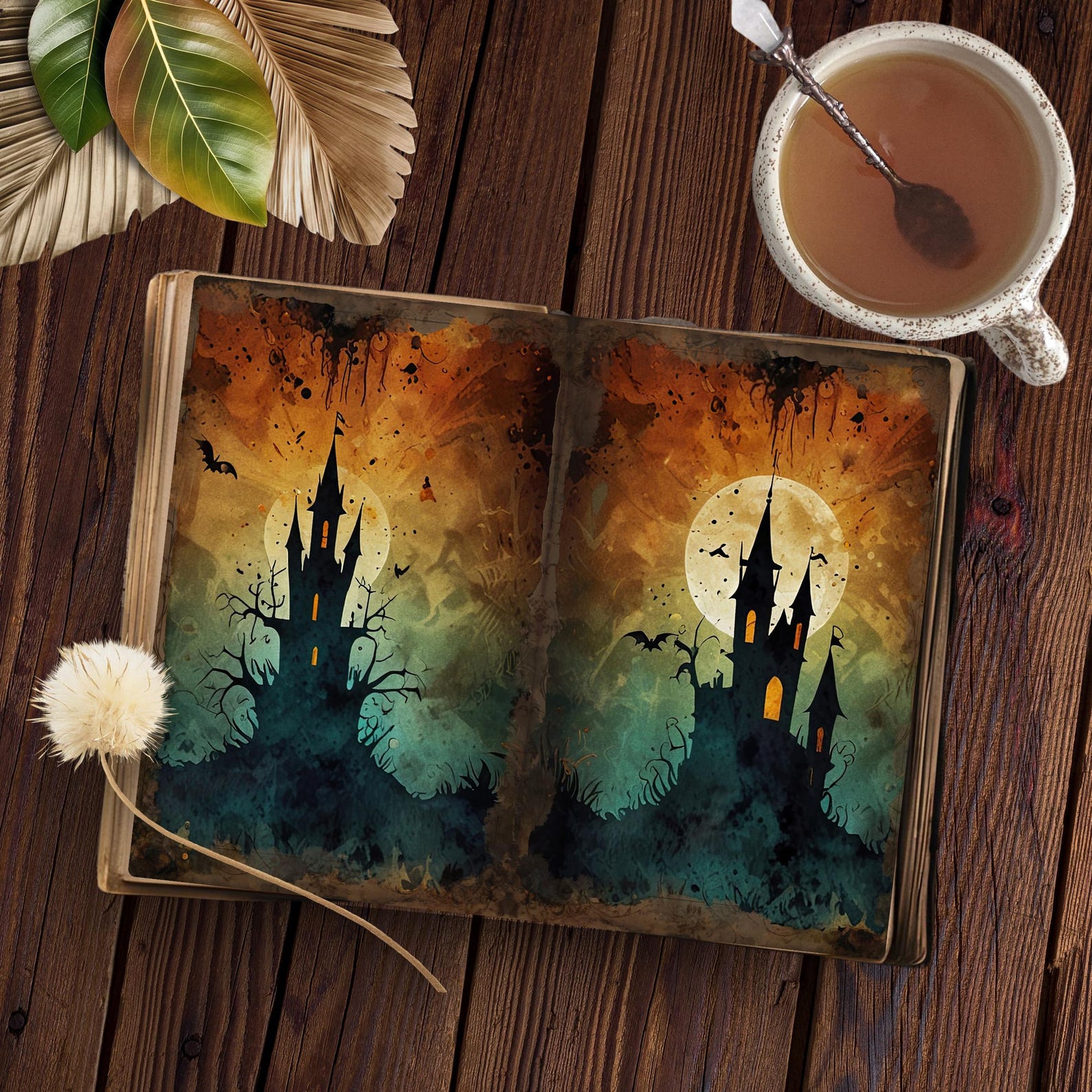 Moody Halloween Junk Journal Page, Spooky Season Paper Crafting ...