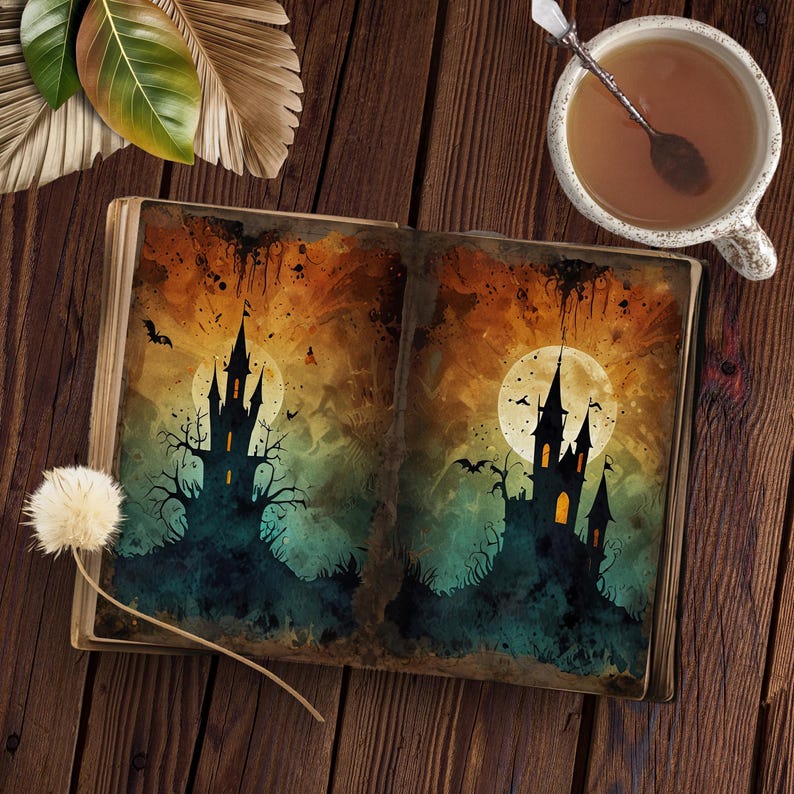 Moody Halloween Junk Journal Page, Spooky Season Paper Crafting ...