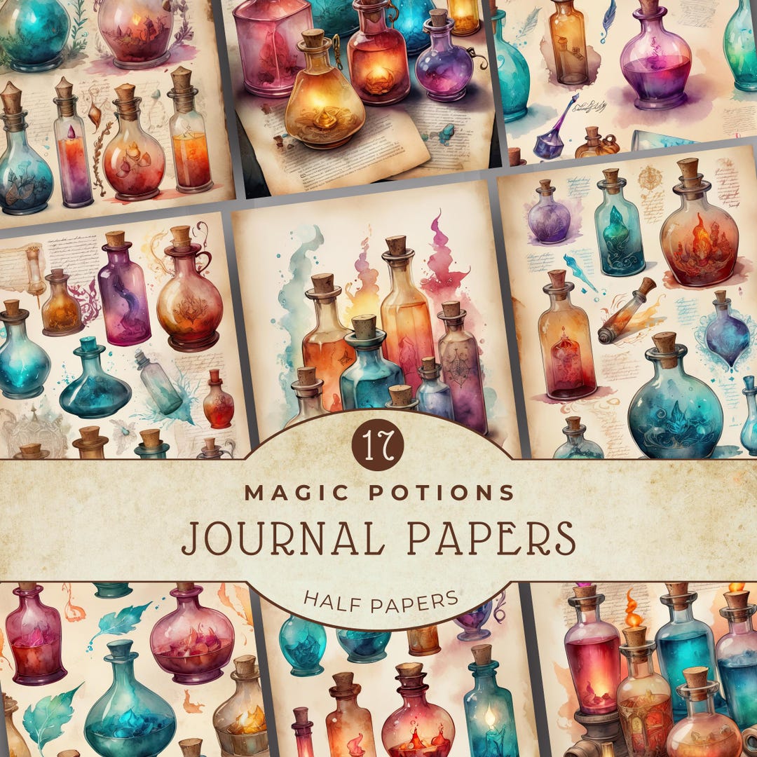 Magical Potions Digital Paper Set, Pastel Colors, Instant Download ...