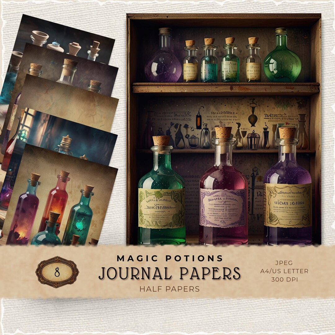 Magical Potion Digital Paper Set: Fantasy Scrapbook & Junk Journal (PDF ...