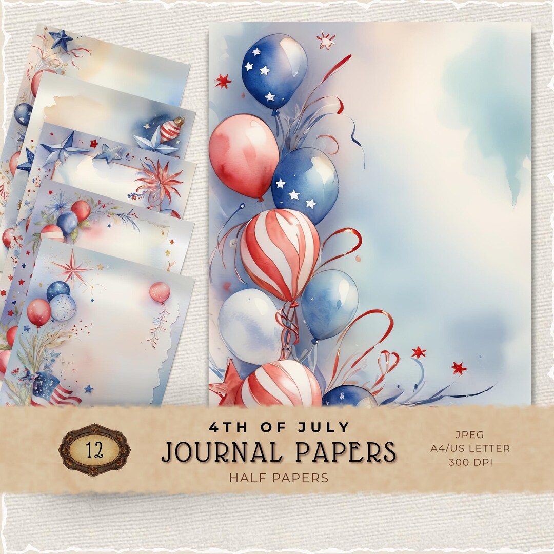 Independence Day Digital Paper Pack, 4th of July Watercolor Background ...