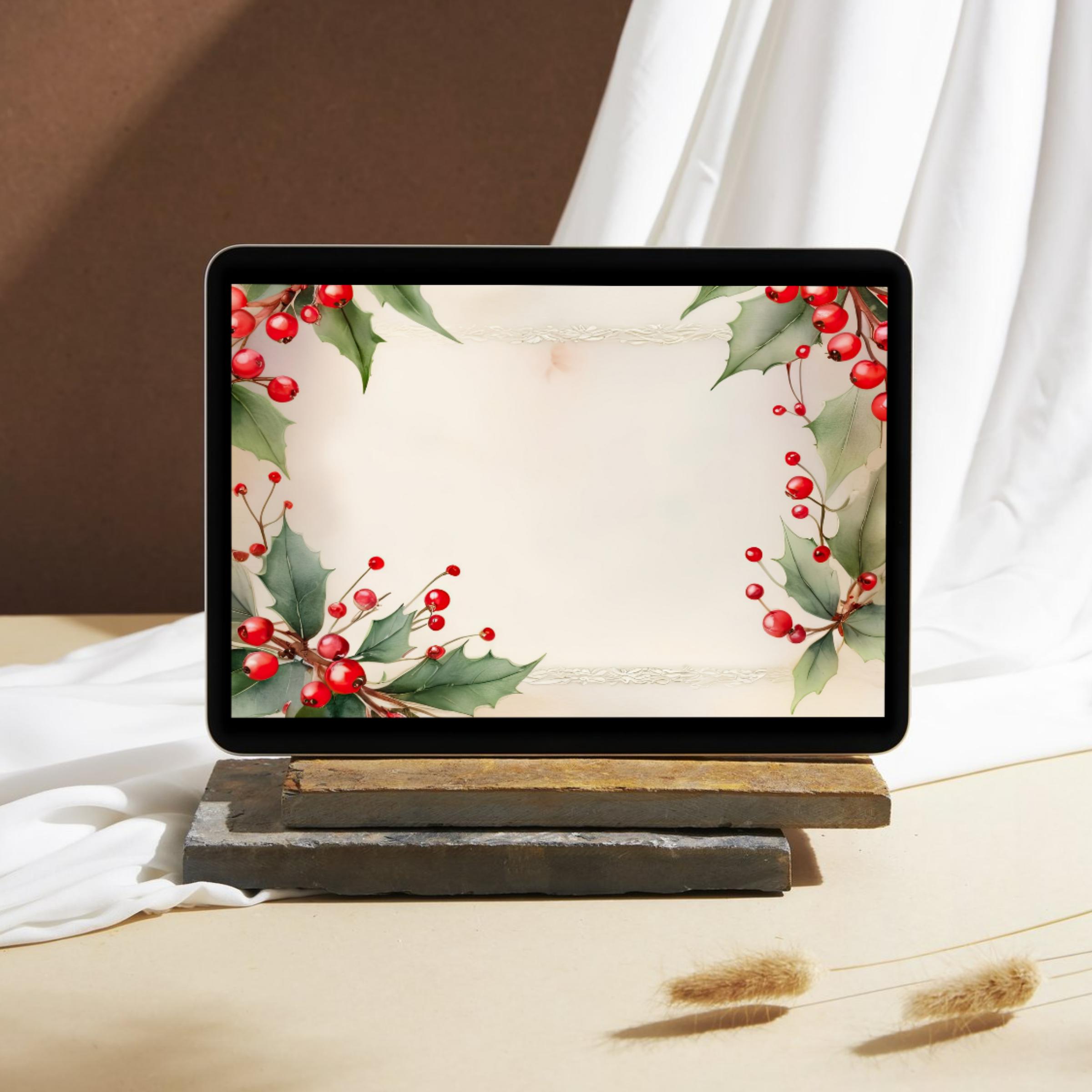 Red Christmas Frame Digital Papers Instant Download, Holiday ...