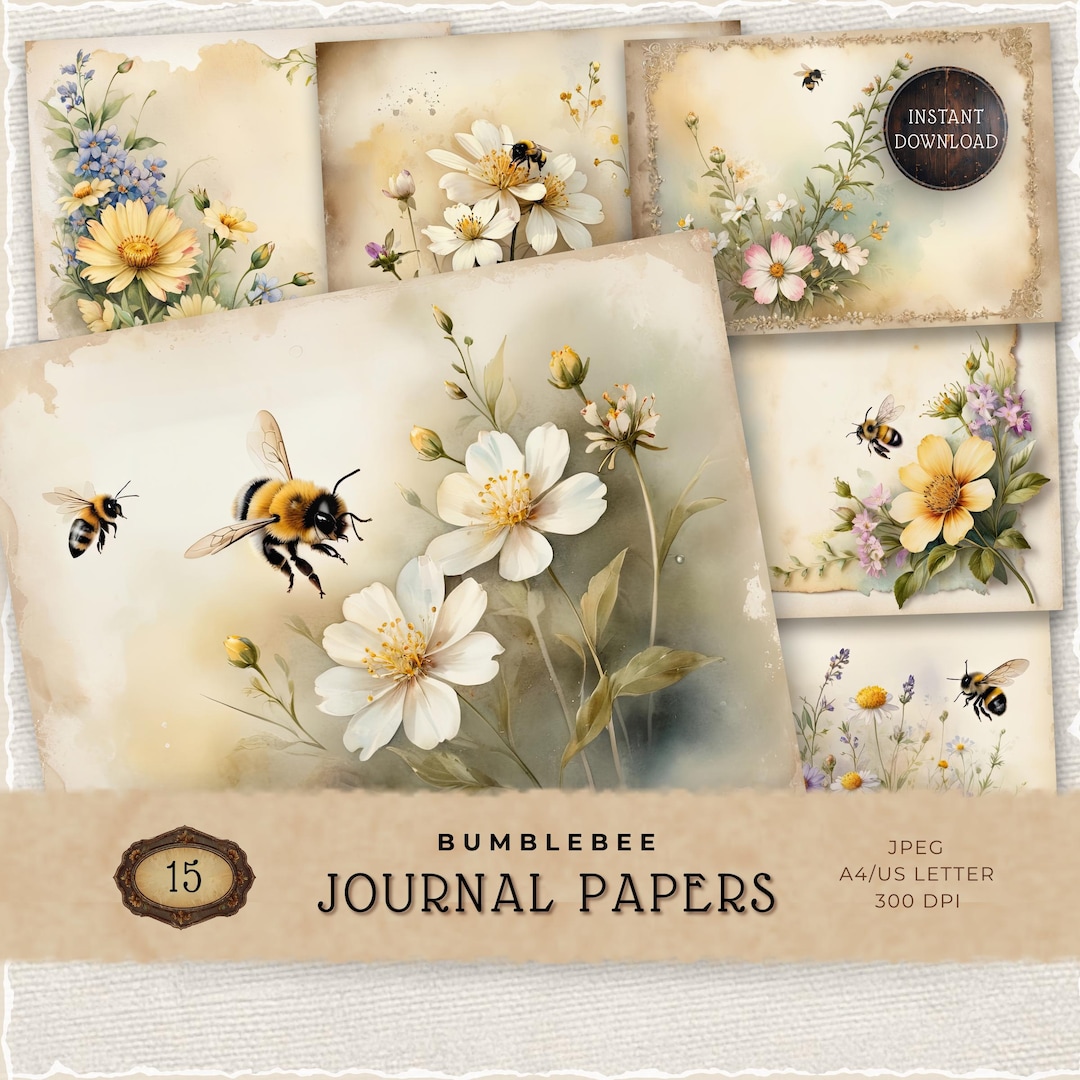 Bumblebee Papers, Digital Download, Scrapbook Essentials, Printable ...