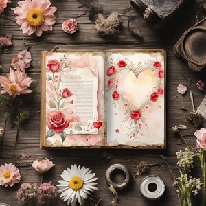 Red Valentine Day Junk Journal Pages, Digital Download, Printable ...