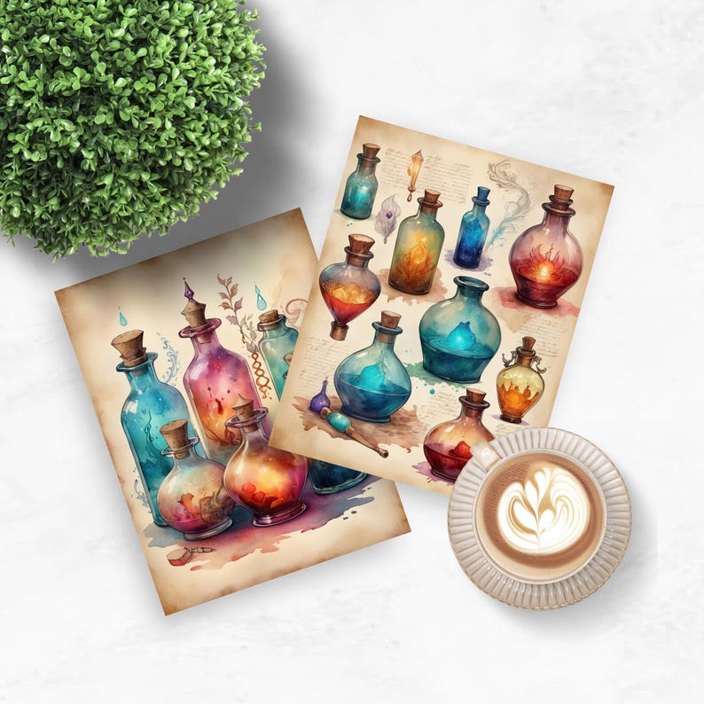 Magical Potions Digital Paper Set: Pastel Scrapbook Paper (PDF Download ...