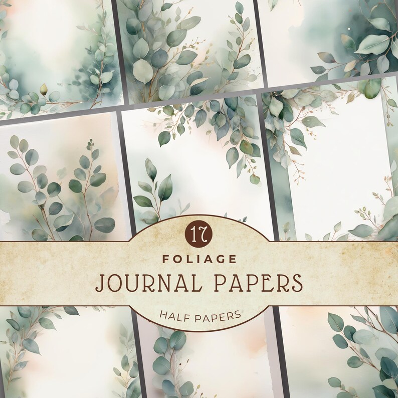 Eucalyptus Digital Paper Pack, Instant Download, Watercolor Botanical ...