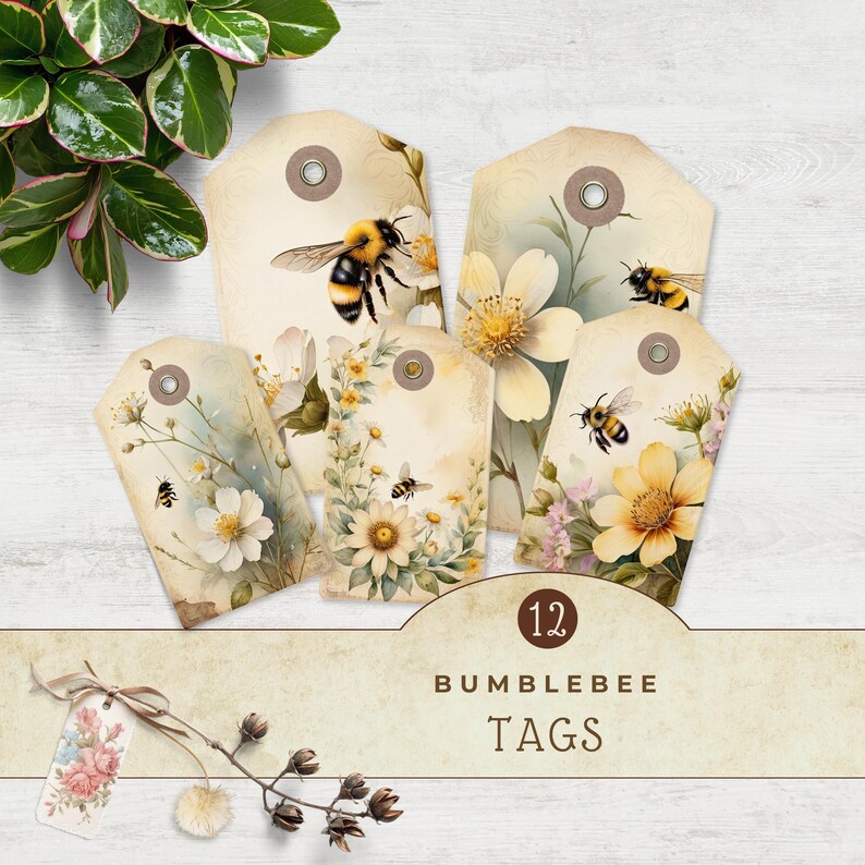 Bumblebee Junk Journal Tags, Vintage Nature Insect Printable for ...