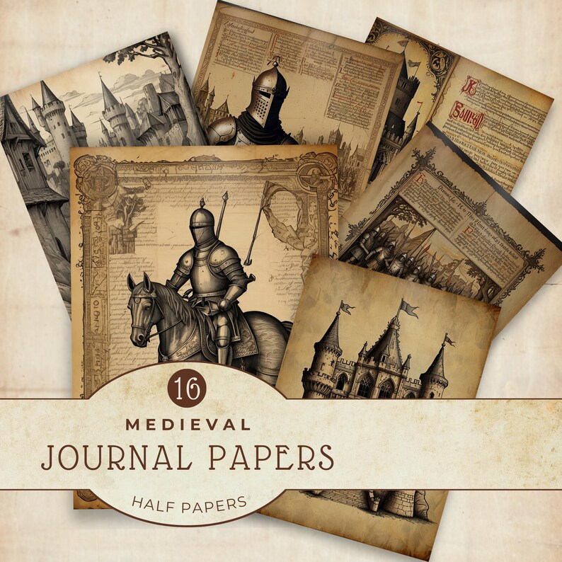 Medieval Digital Papers, Instant Download JPG, Knight and Castle ...
