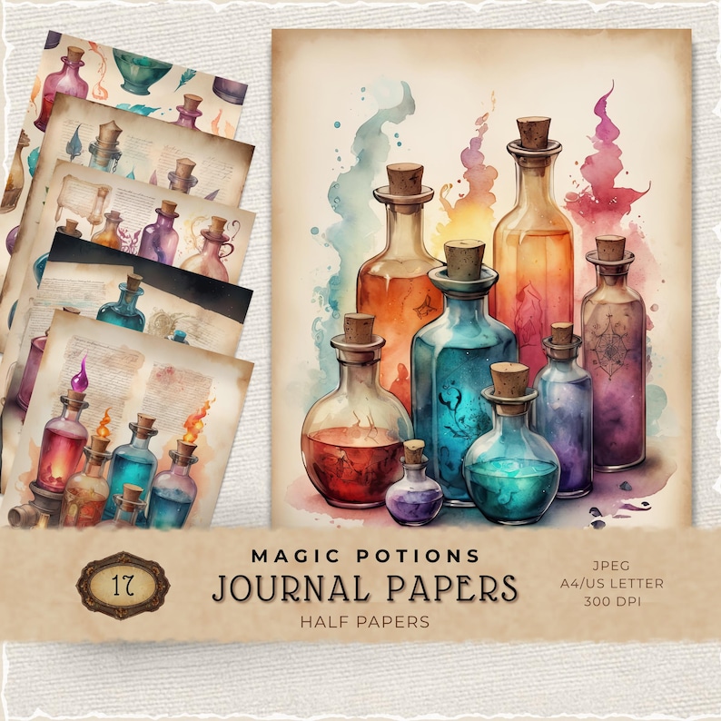 Magical Potions Digital Paper Set: Pastel Scrapbook Paper (PDF Download ...
