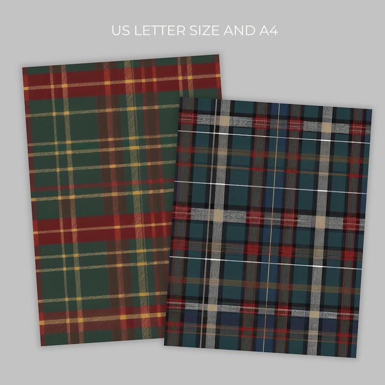 Tartan Plaid Digital Paper Set: Scrapbook & Junk Journal Backgrounds ...