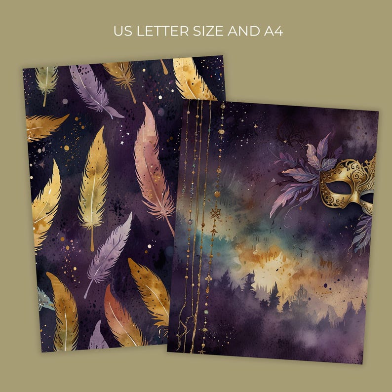 Printable Masquerade Mask Junk Journal Pages, Decorative Digital Paper ...