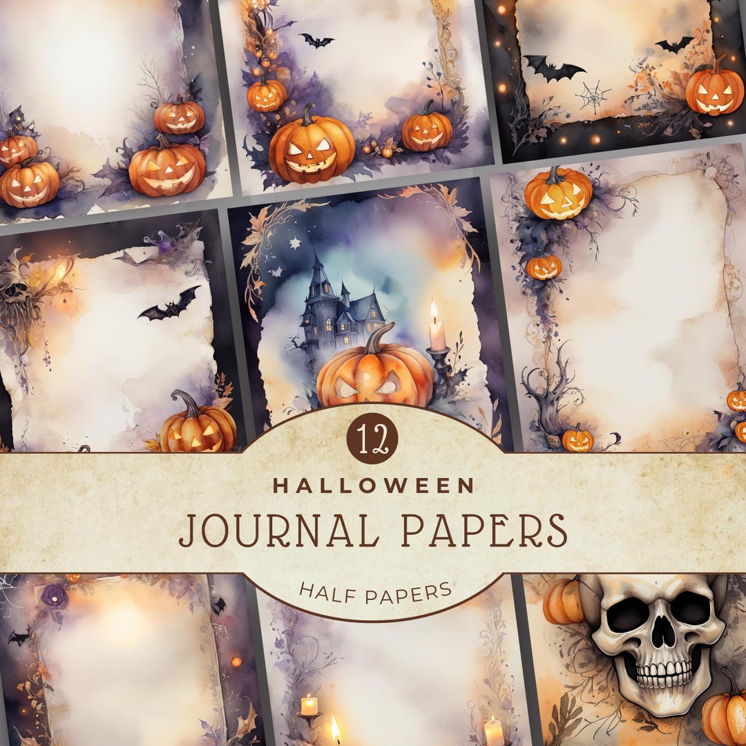 Halloween Digital Papers Set, Spooky Backgrounds, Pumpkin Decorative ...