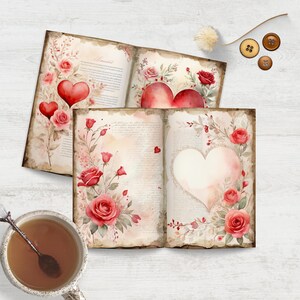 Red Valentine Day Junk Journal Pages, Digital Download, Printable ...