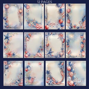Independence Day Digital Paper Pack, 4th of July Watercolor Background ...