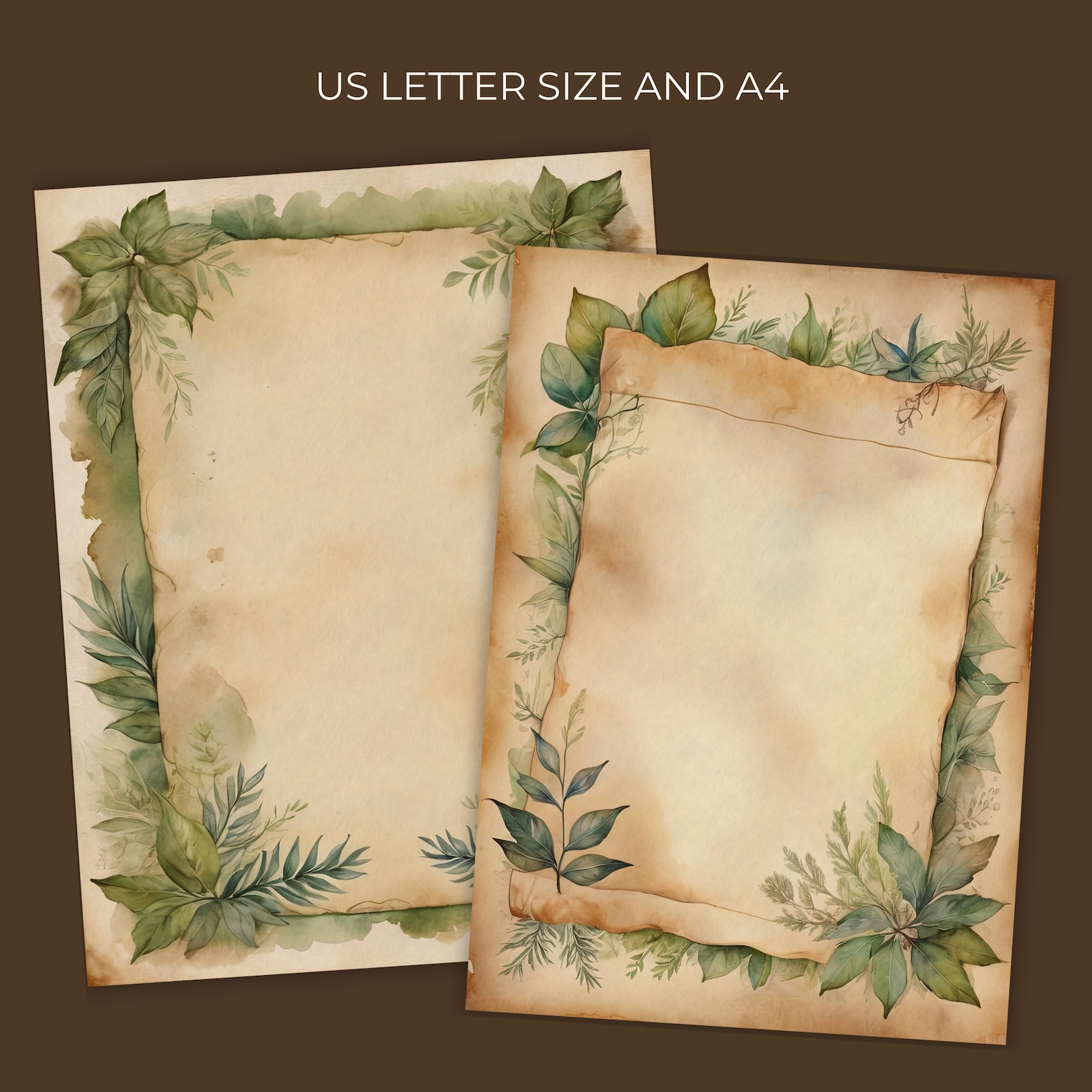 Green Foliage Printable Paper Pack, Decorative Scrapbooking Paper ...