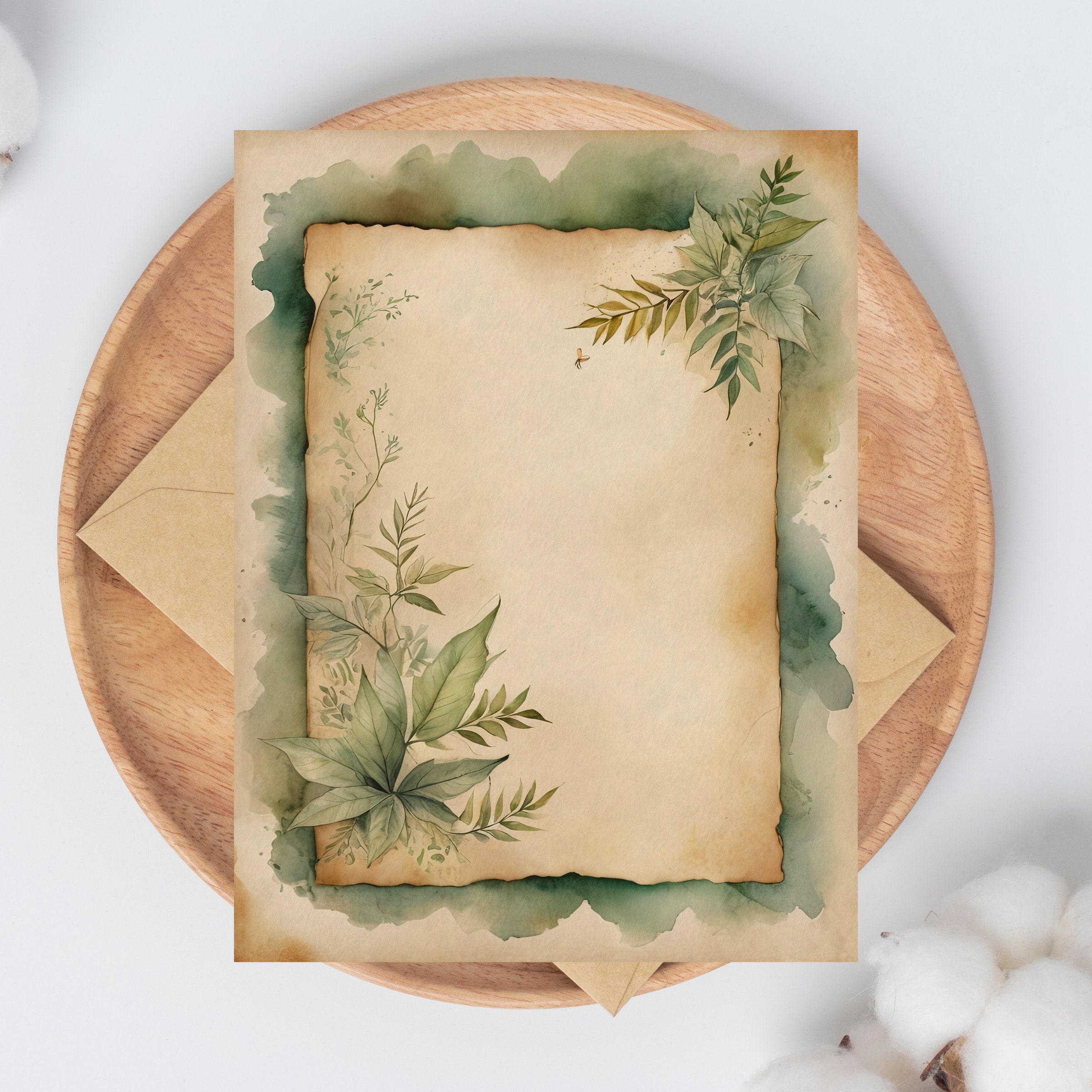 Green Foliage Printable Paper Pack, Decorative Scrapbooking Paper ...